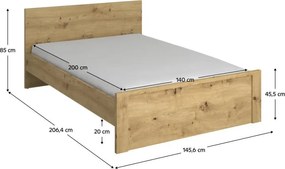 Postel, 140x200, dub artisan, AIRON Kondela 0000374723