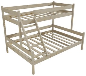 Vomaks Patrová postel s rozšířeným spodním lůžkem PPS 002 Rozměr: 90/140 x 200 cm, Barva: surové dřevo