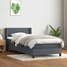 Box spring postel s matrací tmavě šedá 80x220 cm samet 3318304