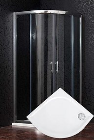 ARTTEC Sprchový kout čtvrtkruhový BRILIANT 80 x 80 x 198 cm čiré sklo s vaničkou z litého mramoru LINEA PAN04683