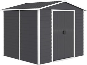 Outsunny Kovový zahradní kůlna, odolný vůči povětrnostním vlivům a nerezový, uzamykatelný, 2,40 x 2,06 x 1,98 m, tmavě šedý