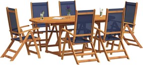 7dílný zahradní jídelní set masivní akáciové dřevo a textilen 3279301