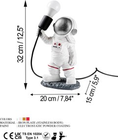 Stolní lampa Astronaut stříbrná/bílá