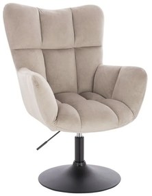 LuxuryForm DESIGN Otočné křeslo AURORA VELUR na černém talíři - latte