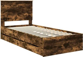 Rám postele s čelo Kouřový dub 100 x 200 cm Inženýrské dřevo 3409493