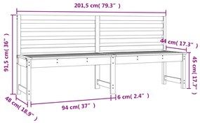 Zahradní lavice šedá 201,5 cm masivní borové dřevo,  824048