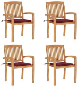 Stohovací zahradní židle s poduškami 4 ks masivní teak 3073219