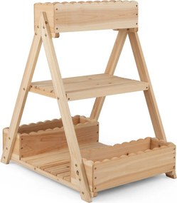 Costway Dřevěný vyvýšený záhon s 3 patra Vertikální záhon s 3 truhlíky a 2