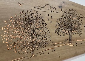 Li-Go "Tři lípy" světelný obraz 230V 110x50 cm provedení povrchu: dub světlý