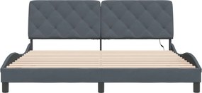 Rám postele s LED bez matrace tmavě šedý 180 x 200 cm samet 3213868
