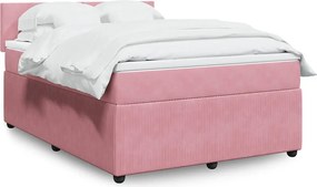 Box spring postel s matrací růžová 140x190 cm samet 3287733