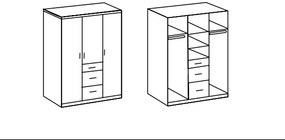 Šatní skříň bez zrcadla Click, 135 cm, bílá/prkenný dub