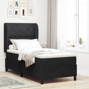 Postel s boxspringem s čelo Černý 190 x 90 cm samet 3340960