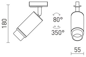 Rendl R13781 stropní svítidlo OPTIMUS pro jednookruhovou lištu, bílé, 230V, GU10, 10-50°, 18cm