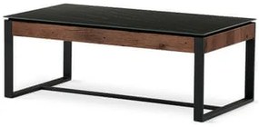 Autronic Konferenční stůl Stůl konferenční, deska slinutá keramika 120x60, černý mramor, nohy černý kov, tmavě hnedá dýha (AHG-285 BK)