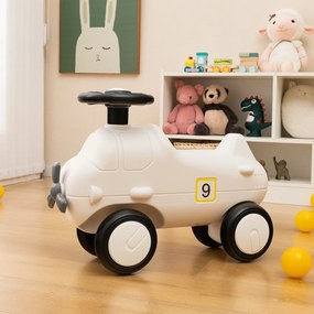 Costway Pojízdné auto ve vzhledu letadla s roztomilým vrtulovým vozítkem, bílý