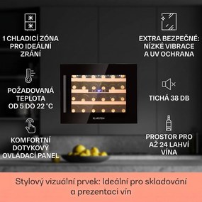 Klarstein Vinsider 24 Onyx Edition, vestavná vinotéka, třída energetické účinnosti G