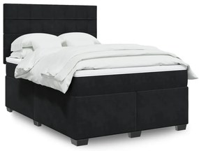 Box spring postel s matrací černá 160x200 cm samet 3290956