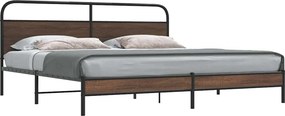 Kovový rám postele bez matrace hnědý dub 193 x 203 cm 3318701