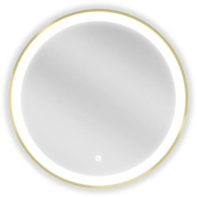 Mexen Esso, kulaté LED podsvícené koupelnové zrcadlo 60 cm, 6000K, topná podložka proti zamlžování, zlatý rám, 9825-060-060-611-50
