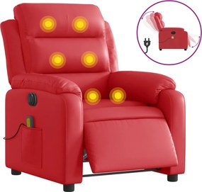 Elektrické masážní polohovací křeslo červené umělá kůže 3205040