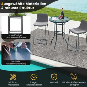 Costway High Garden Table Barový stůl Kulatý bistro s deskou stolu z tvrzeného