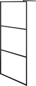 Zástěna do průchozí sprchy s policí černá 90x195 cm ESG/hliník 3185459