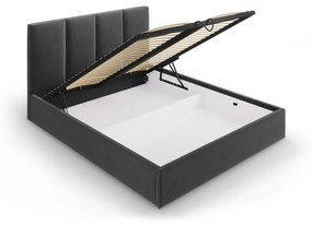 Tmavě šedá čalouněná dvoulůžková postel s úložným prostorem s roštem 180x200 cm Juniper – Mazzini Beds