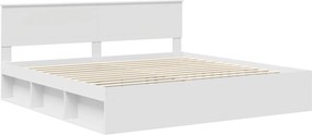 Rám postele s čelo Bílá 200 x 200 cm Masivní borové dřevo 3410555