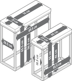 Tchibo - Zahradní konzolové stolky s polycementovými deskami - barva: černá