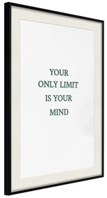 Plakát Tvůj jediný limit je tvůj rozum - zelené anglické texty na bílém pozadí