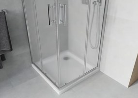 Mexen Rio čtvercový sprchový kout 90 x 90 cm, 5mm sklo, sklo námraza, chromový profil + slim sprchová vanička 5cm, 860-090-090-01-30-4010