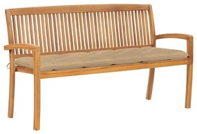 Stohovatelná zahradní lavice s poduškou 159 cm masivní teak 3063324