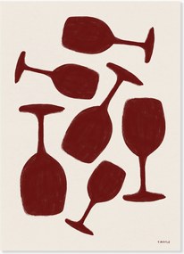 Plakát Tara Royle - Abstract Wine Glasses