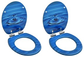 vidaXL WC sedátka s funkcí pomalého sklápění 2 ks MDF modrá kapka vody