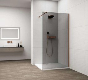 Polysan Esca - Sprchová stěna Walk-In 70x210 cm, Antidrop, kouřové sklo/měď mat ES1270-09