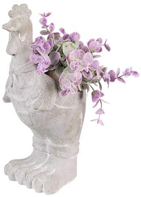 Šedý antik cementový květináč ve tvaru kohoutka - 11*10*26 cm