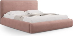 Růžová čalouněná dvoulůžková postel s úložným prostorem s roštem 200x200 cm Colonel – Cosmopolitan Design