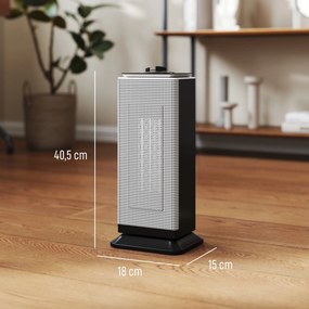 HOMCOM Elektrický keramický přímotop 2000 W s oscilací, nastavitelným termostatem a 3 režimy 18x15x40,5 cm černý
