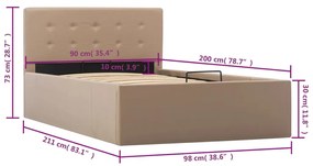 vidaXL Marketos Rám postele zvedací úložiště cappuccino umělá kůže 90 x 200 cm