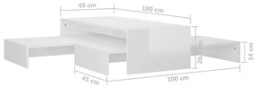 vidaXL Sada konferenčních stolků bílá s vysokým leskem 100x100x26,5 cm