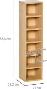 HOMCOM Sada 2 sloupových polic pro skladování CD-DVD, 6 + 6 oddílů, rozměry 21D x 19Š x 88V cm, maximální kapacita 160 CD, barva buku