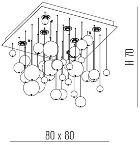 Metal Lux 253.380.01 Bolero, luxusní závěsné svítidlo, 36 kuliček čirého skla, 8x10W LED, prům. 80x80cm, délka závěsu: 70cm