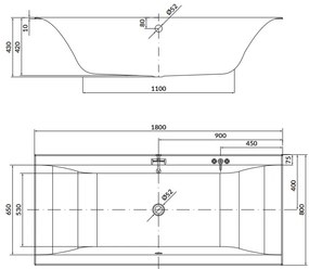 Cersanit Larga akrylátová vana 180x80cm + nožičky, bílá, S301-306