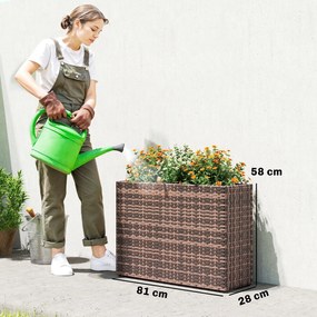 Vyvýšený záhon s nastavitelnými nohami, ratanový květináč s vyjímatelnou vložkou na terasu a balkon, hnědý