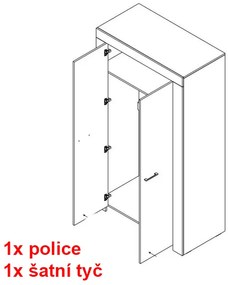 Obývací stěna se skříní SKY | 6 dílů | sestava D | 335 cm + 155 cm + 63x103 cm | riviera