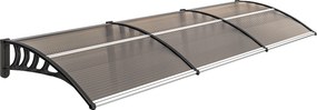 Outsunny Hnědý slunečník 303x96x27 cm pro dveře a okna, chránící proti slunci a dešti, s podpěrami z polykarbonátu a PP