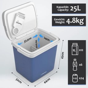 Jago Elektrický chladící box 2 v 1, 25 l, modrá