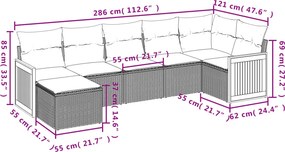 7dílná zahradní sedací souprava s poduškami černá polyratan 3260271