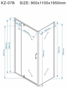 BPS-koupelny Obdélníkový sprchový kout HYD-OK07B 110x90 černá/transparent